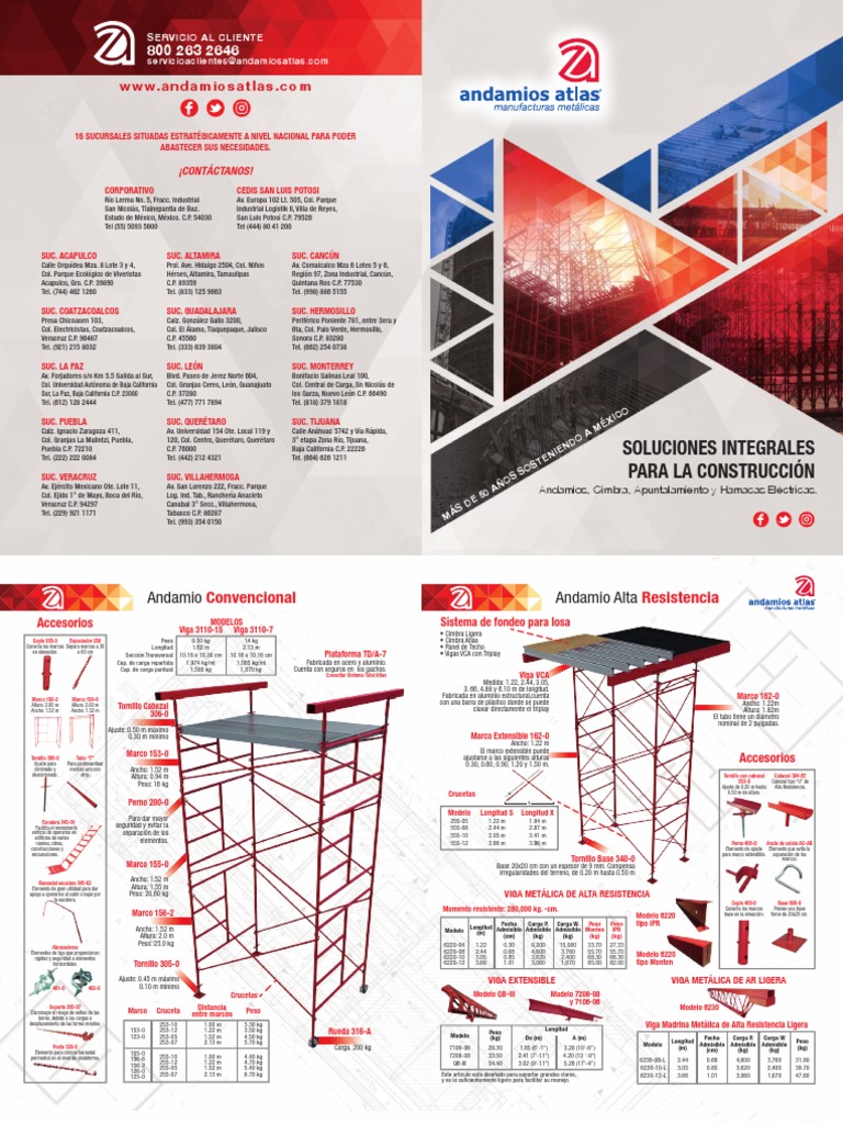 Andamios Atlas: Catálogo y Sucursales | PDF | Madera | Adhesivo