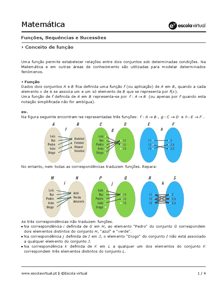 Conceito e Nomenclatura de Funções | PDF | Função (Matemática ...