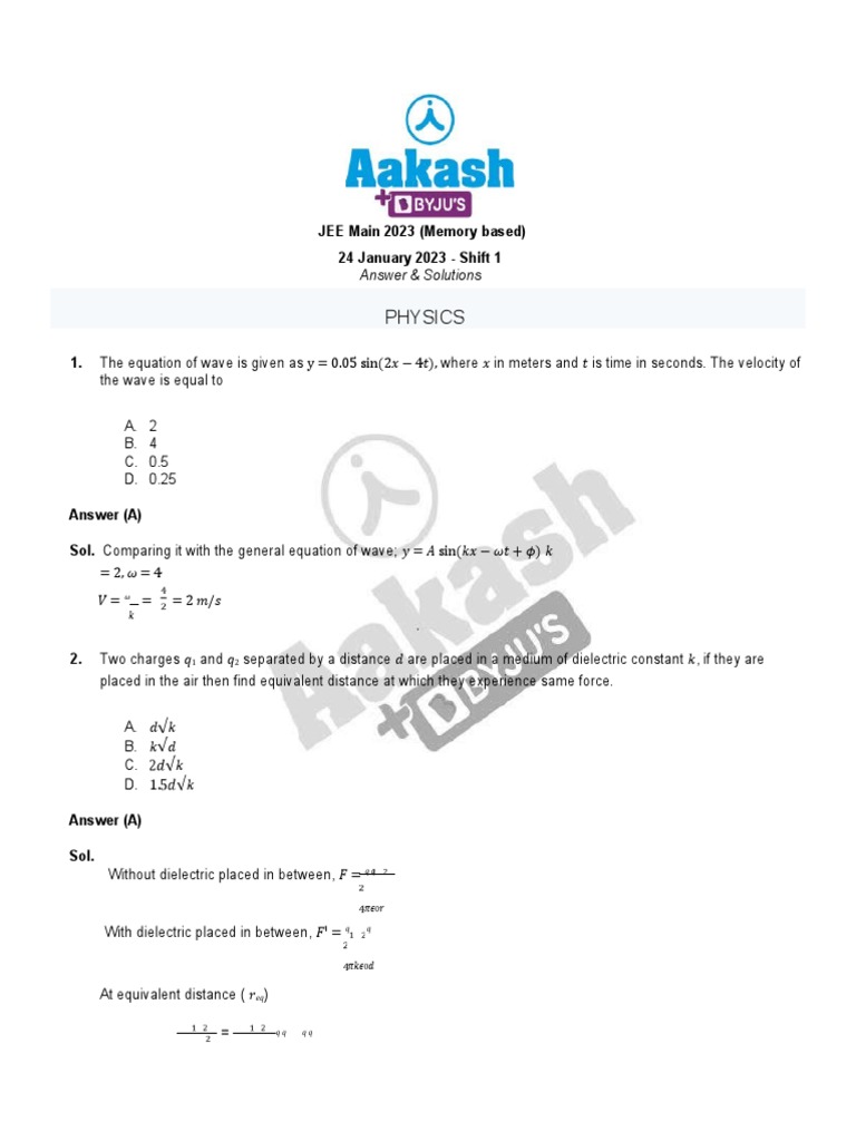 Jee Main Physics | PDF | Force | Physical Quantities