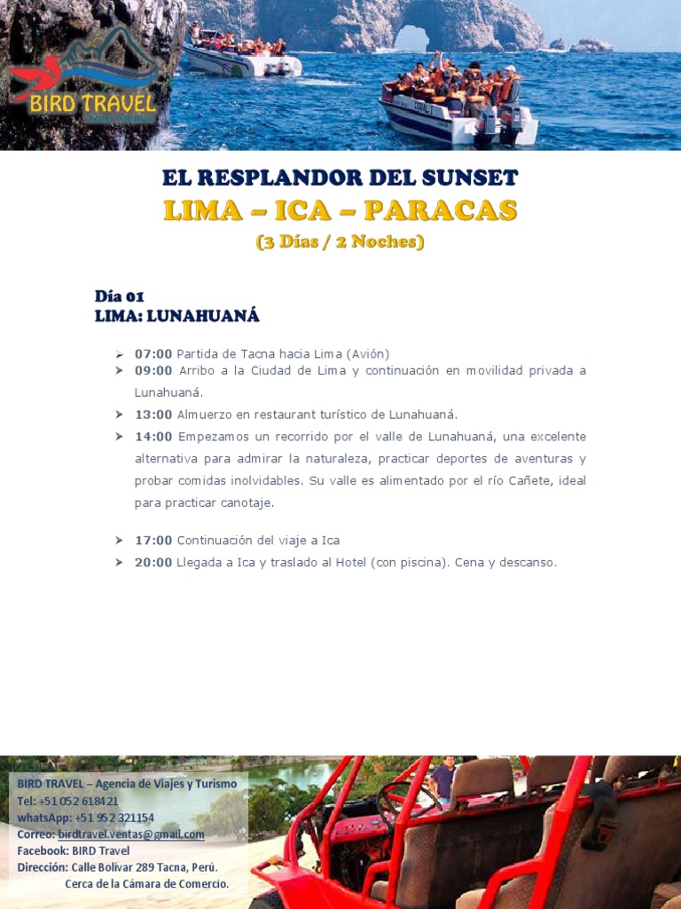 Tour Lima Ica Paracas | PDF | Turismo | Ocio