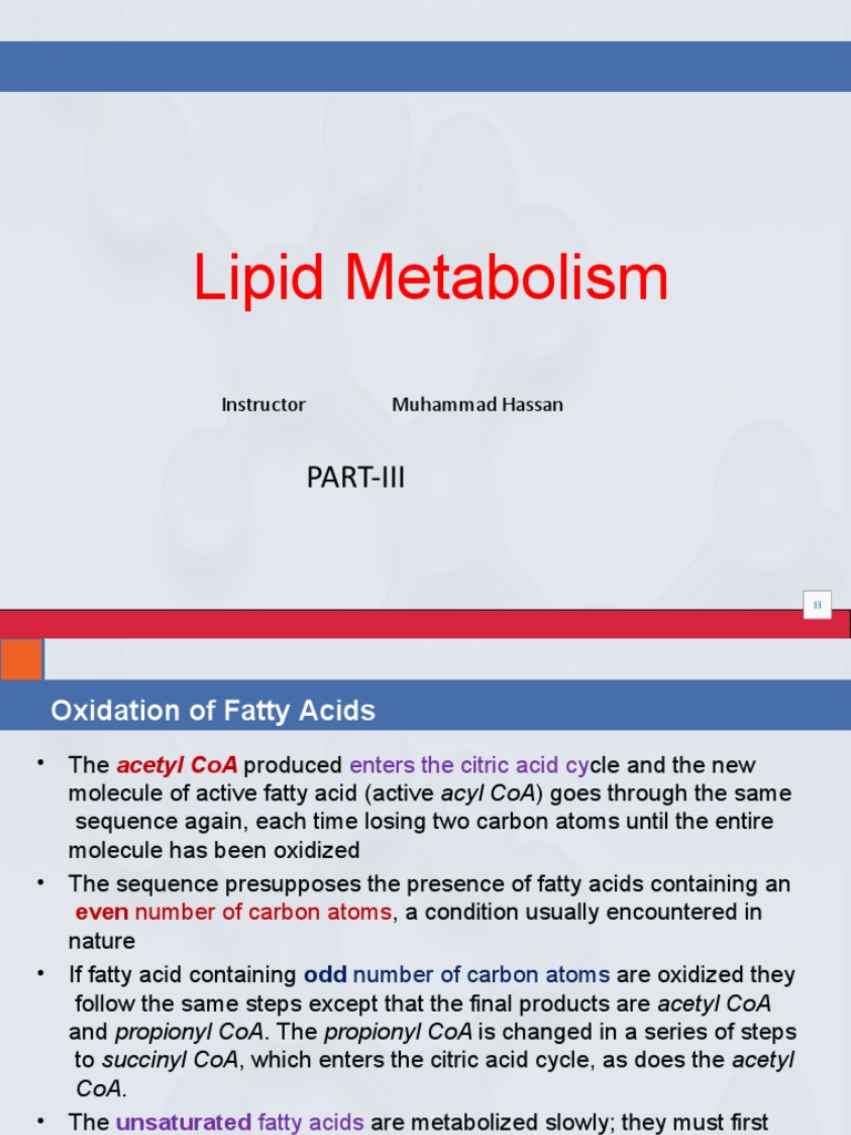 Lecture 7.3 Lipid Metabolism | PDF | Diet & Nutrition | Chemistry