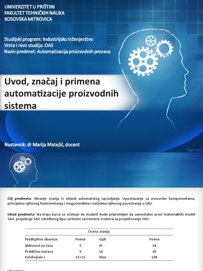 1 - Zadatak, Znacaj I Primena Automatskog Upravaljanja | PDF