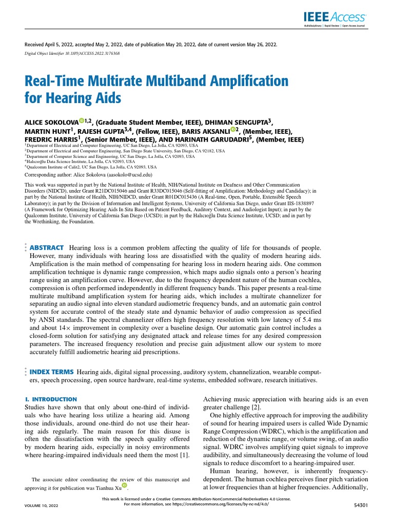 Real-Time Multirate Multiband Amplification For Hearing Aids | PDF ...