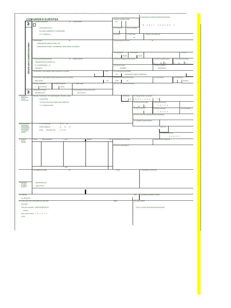 DUA Exportacion Vacio (3) .XLSX - r3 | PDF | Economias