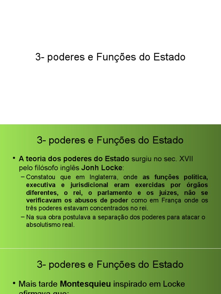 3-Poderes e Funções Do Estado | PDF | Estado | Separação de Poderes