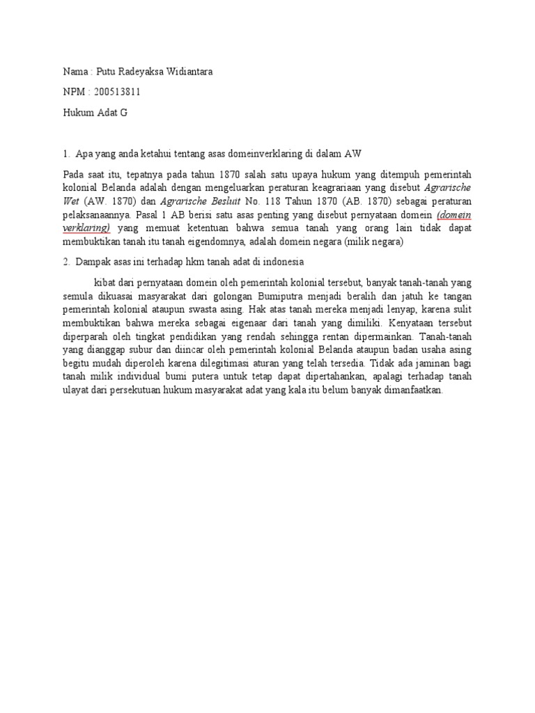 Domein Verklaring Dan Dampaknya | PDF | Politik | Hukum