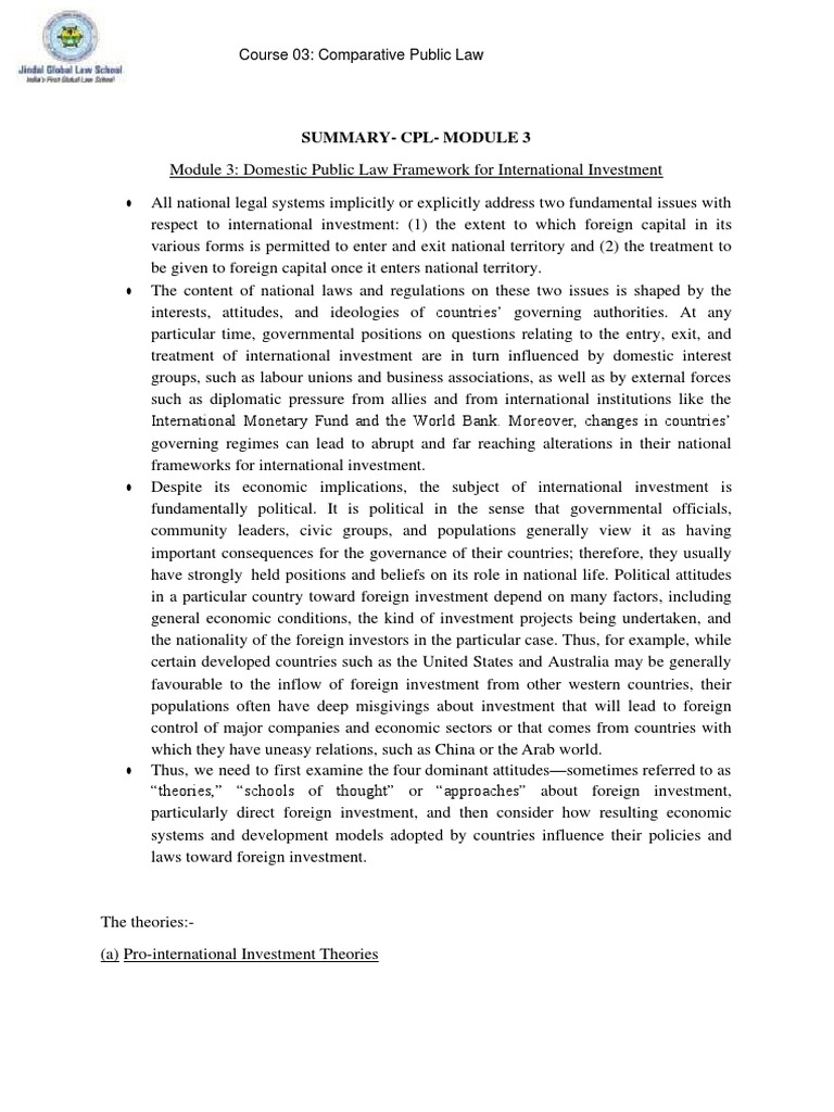 Summary Notes CPL Module 3 | PDF | Debt | Foreign Direct Investment