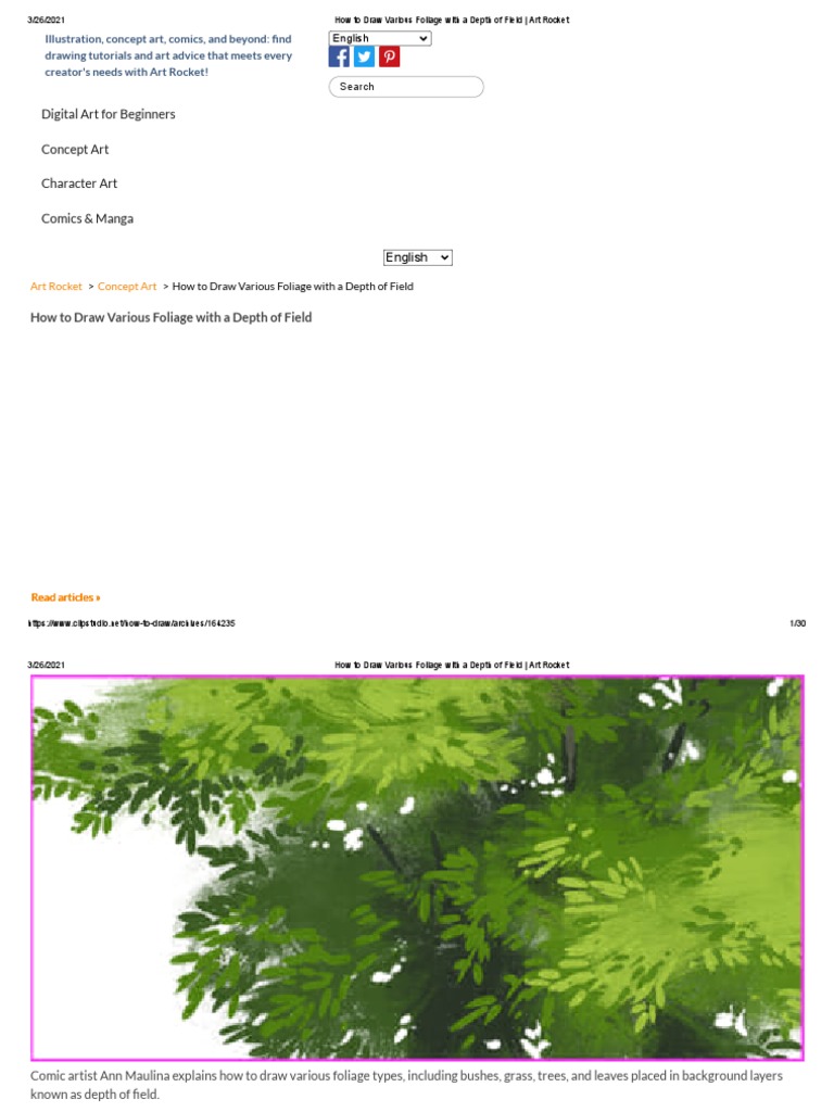 How To Draw Various Foliage With A Depth of Field - Art Rocket | PDF ...