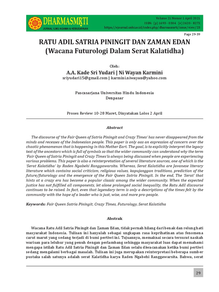 Ratu Adil Jaya Baya | Download Free PDF | Java | Indonesia