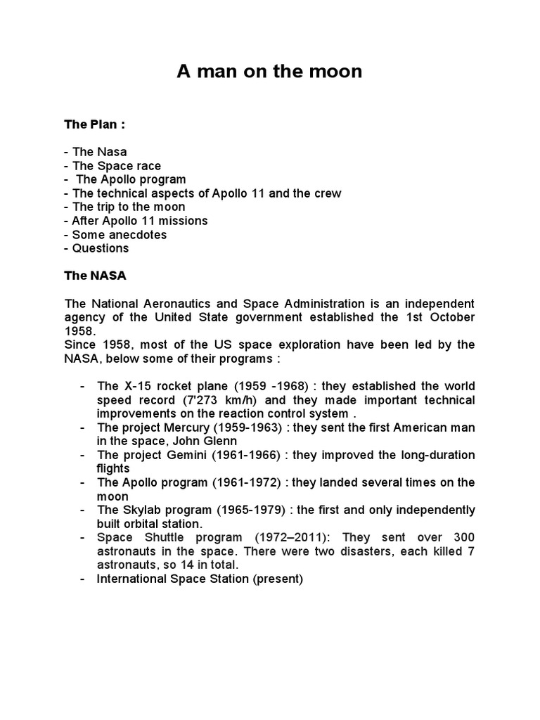 A Man On The Moon | PDF | Apollo Program | Apollo 11