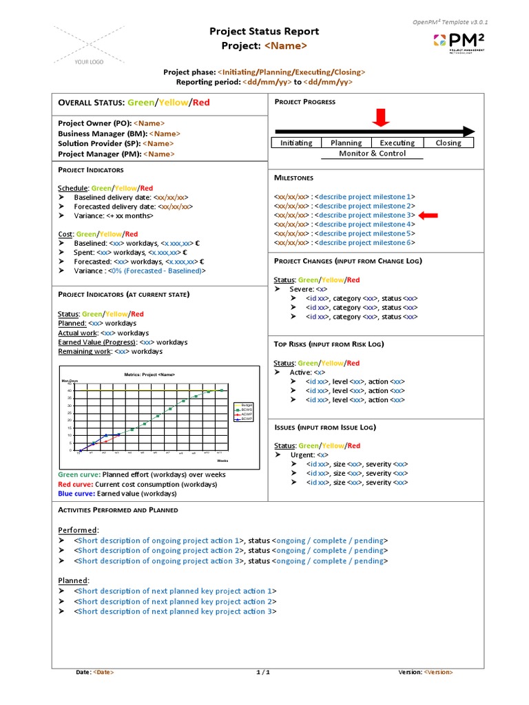 (OPM2-20.E.TPL.v3.0.1) - Project - Status - Report - EVM. (ProjectName ... (OPM2-20.E.TPL.v3.0.1) - Project - Status - Report - EVM. (ProjectName ...