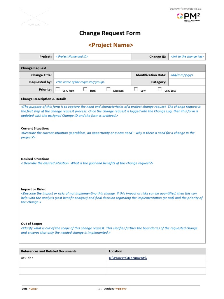(OPM2-21 E TPL v3 0 1) Change - Request - Form (ProjectName) (Dd-Mm ...