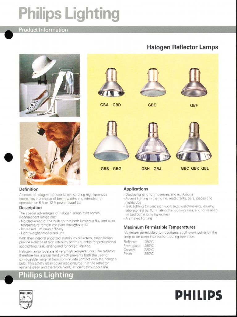 Philips Halogen Reflector Lamps Overview | PDF | Glasses | Manufactured ...