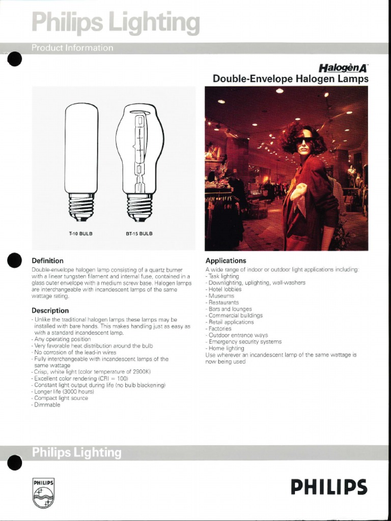 Philips HalogenA Double Envelope Lamps Bulletin 8-91 | PDF ...