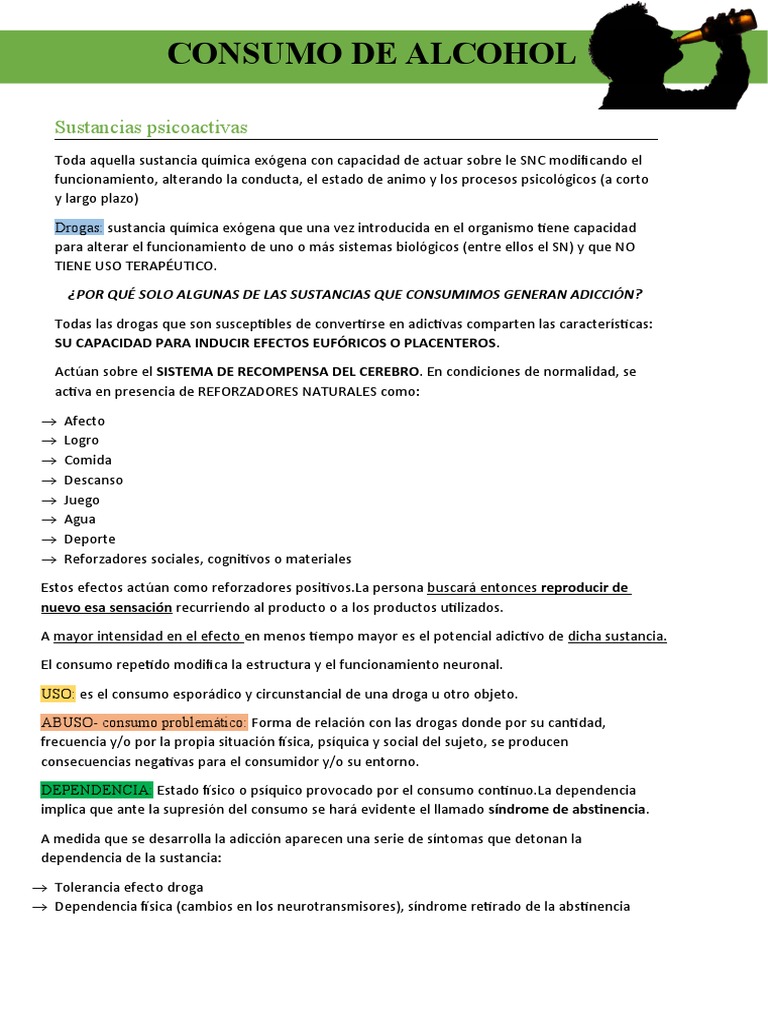 Clase 2 - Alcohol | PDF | La dependencia de sustancias | Despachador de ...