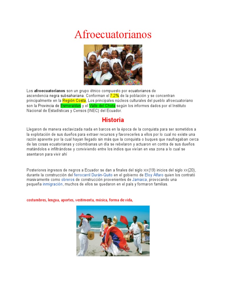 Afroecuatorianos Pdf Ecuador