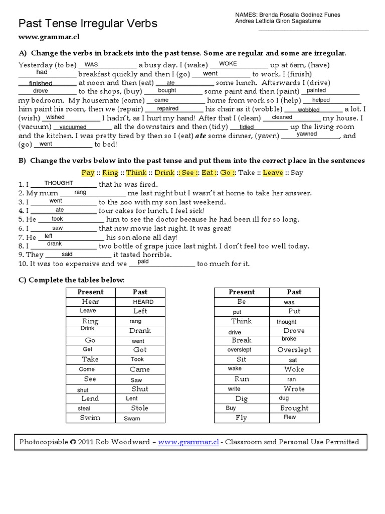 A2. PAST IRREGULAR - Exercise | PDF | Linguistic Morphology | Grammar