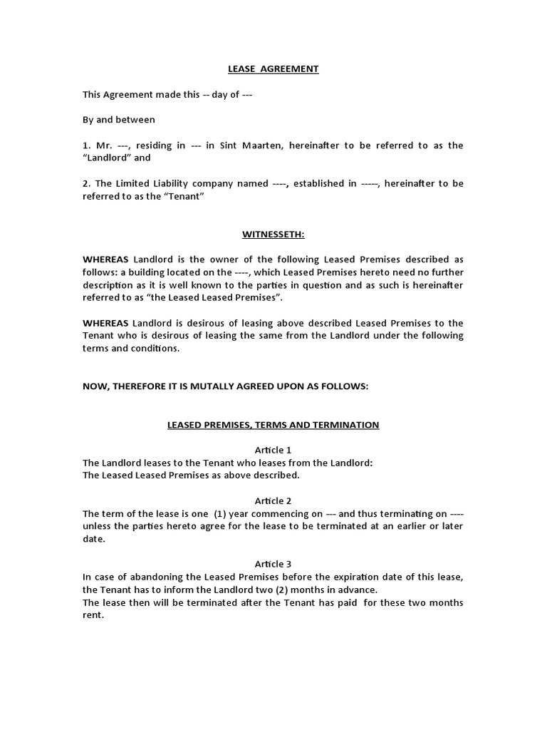 Lease Agreement Example | PDF | Lease | Leasehold Estate