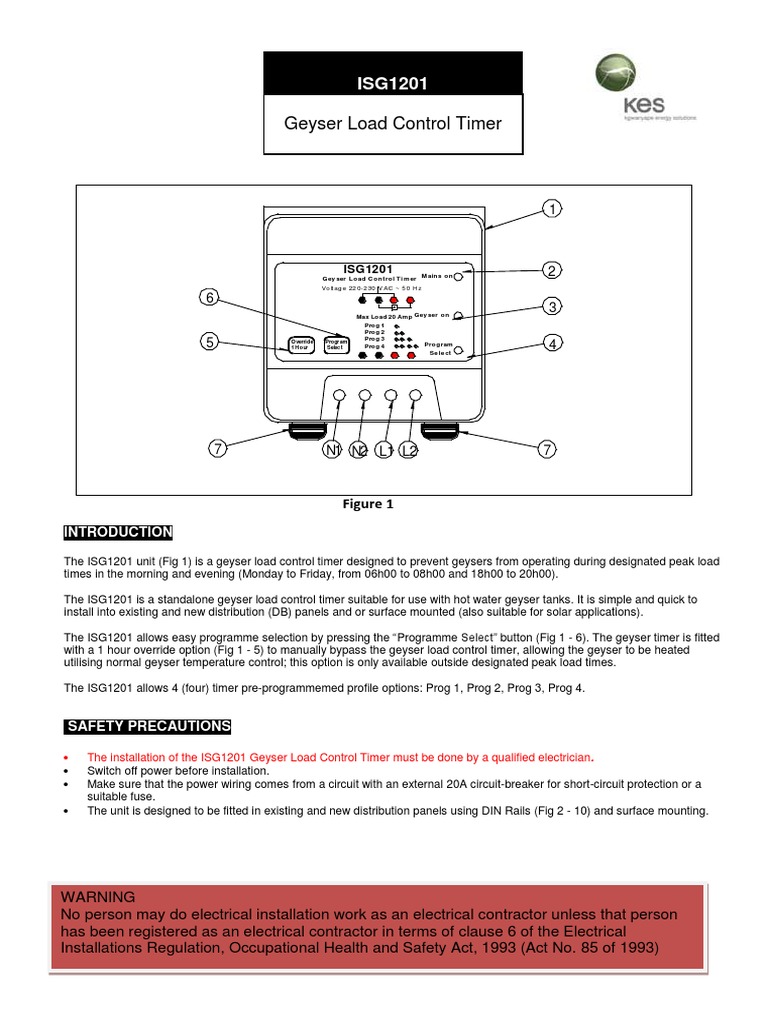 KES Geyser Timer Instruction Manual | PDF | Mains Electricity | Light ...