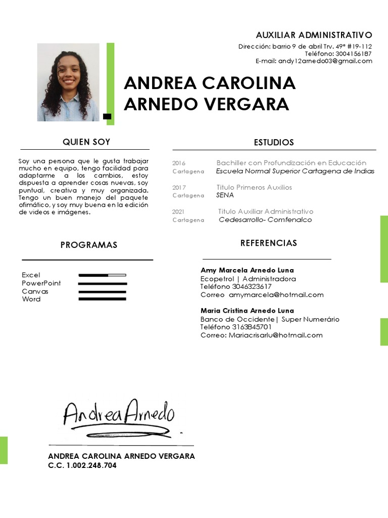 Andrea Hoja de Vida | PDF