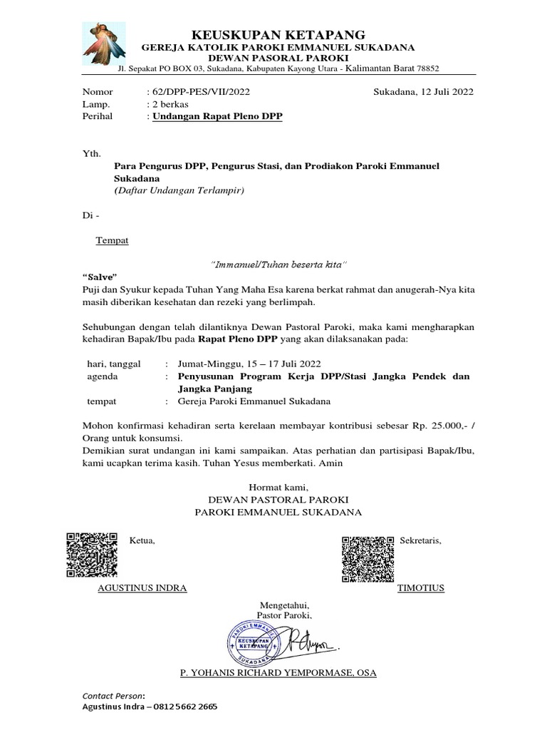 Undangan Rapat Pleno DPP (Perbaikan) | PDF