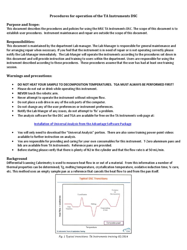 Sop Dsc Pdf Differential Scanning Calorimetry Physical Sciences
