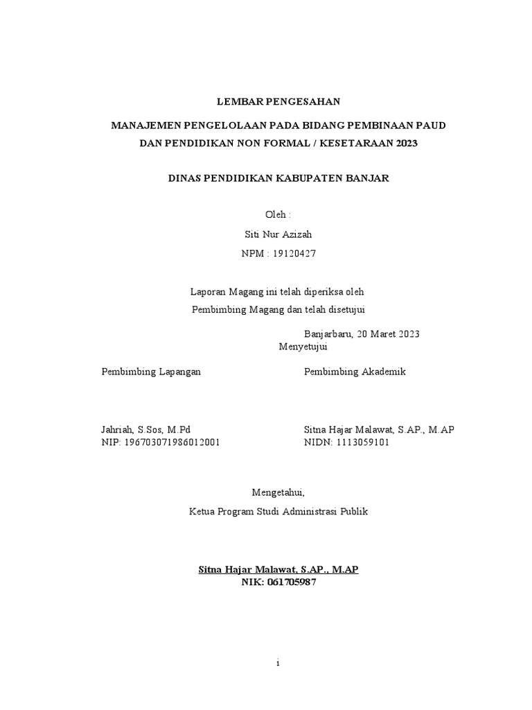 Lembar Pengesahan Daftar Tabel Pdf