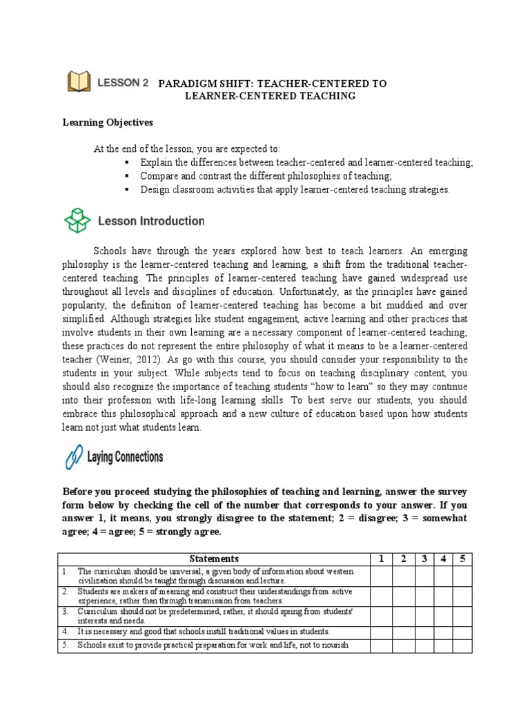 EDUC-31-Unit-1-Lesson-2-Paradigm-Shift-Teacher-Centered-to-Learner-Centered-Teaching_-1 | PDF ...