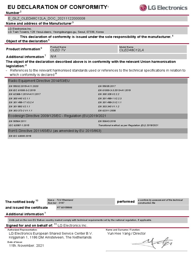LG Ce | PDF | Production And Manufacturing | European Economic Area