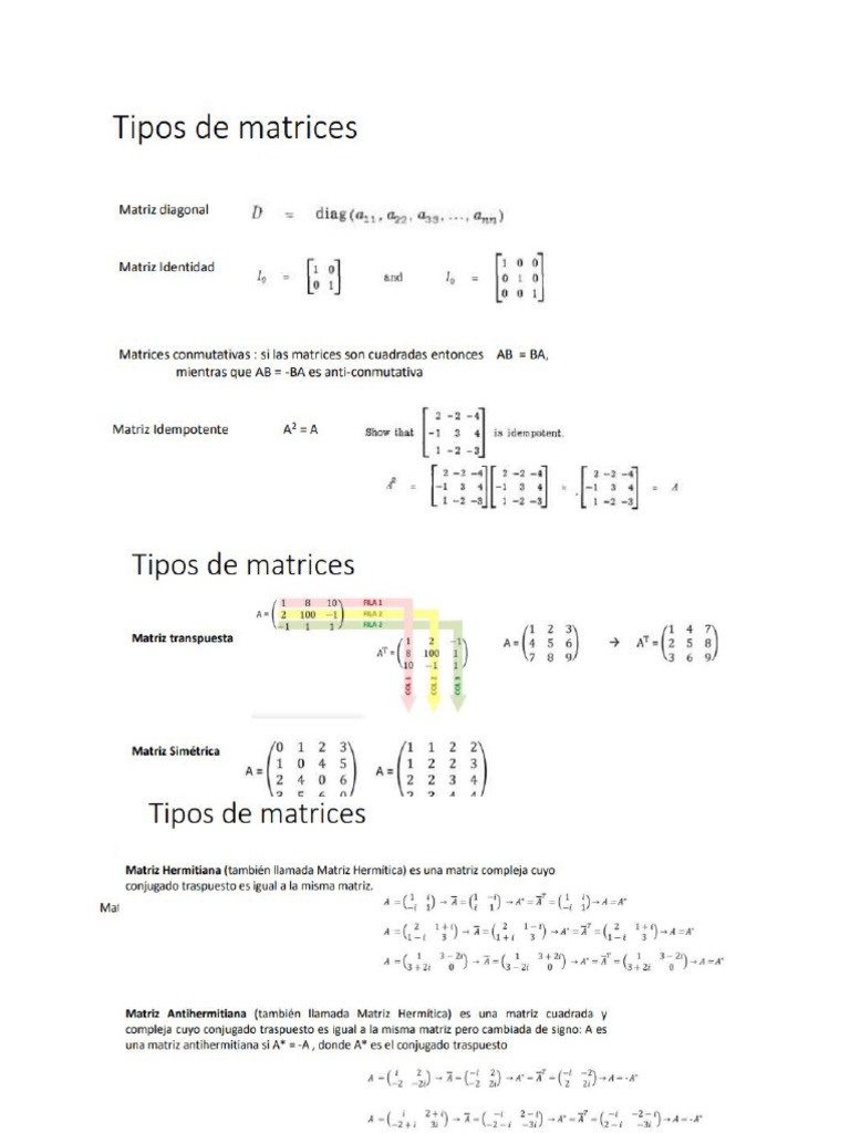 Tipos de Matrices | PDF