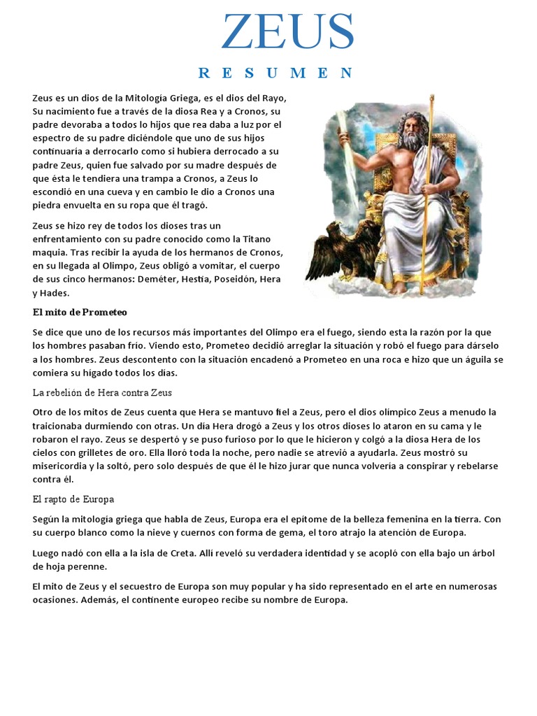 Zeus Es Un Dios de La Mitología Griega | PDF