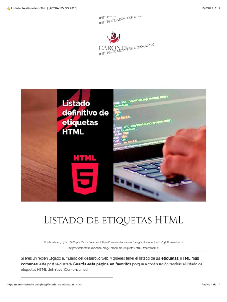 ? Listado de Etiquetas HTML - (ACTUALIZADO 2020) PDF | PDF | HTML ...