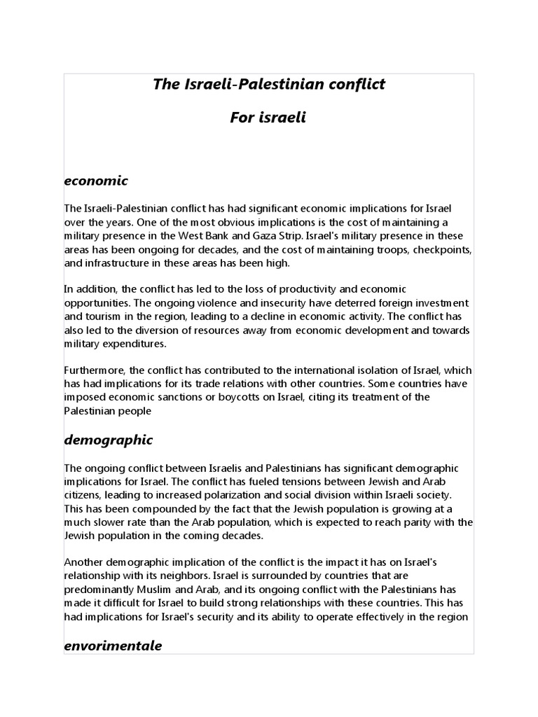 The Israeli-Palestinian Conflict | PDF | Israeli–Palestinian Conflict ...