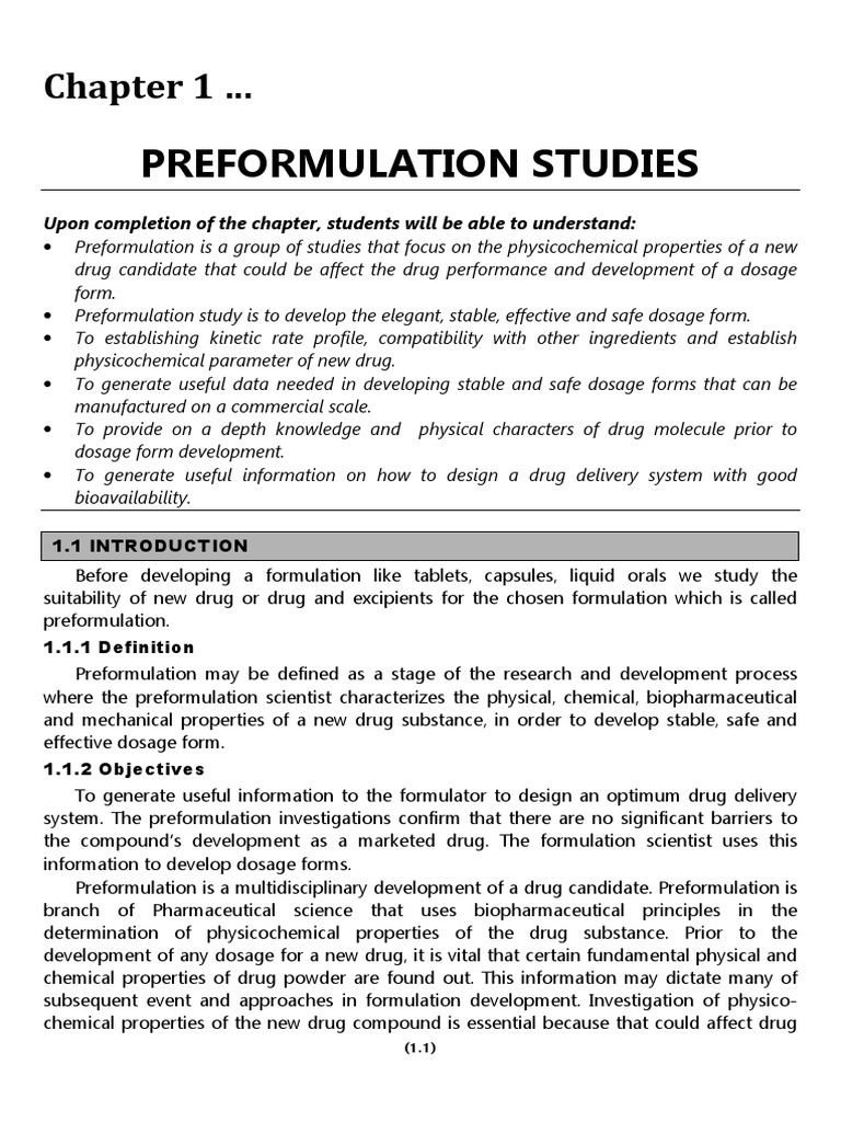 Preformulation Studies | PDF | Solubility | Acid Dissociation Constant