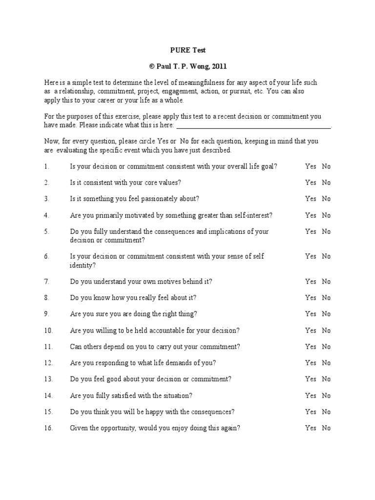 PURE Test Wong 2011 | PDF