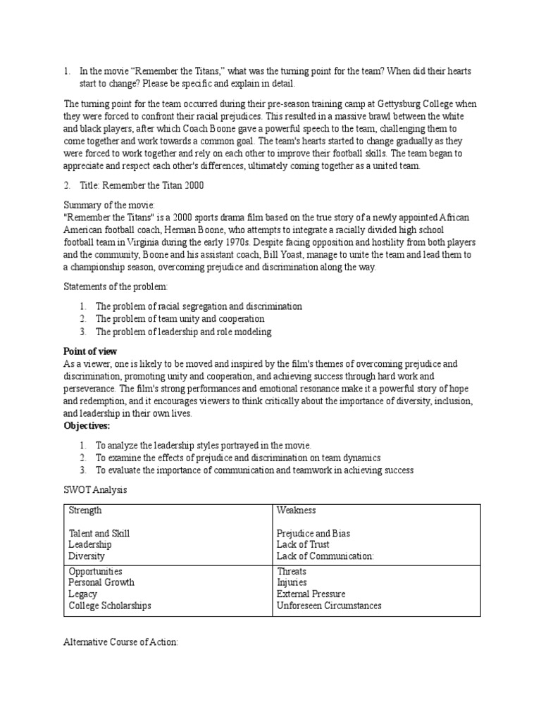 Remember The Titans Case Study | PDF