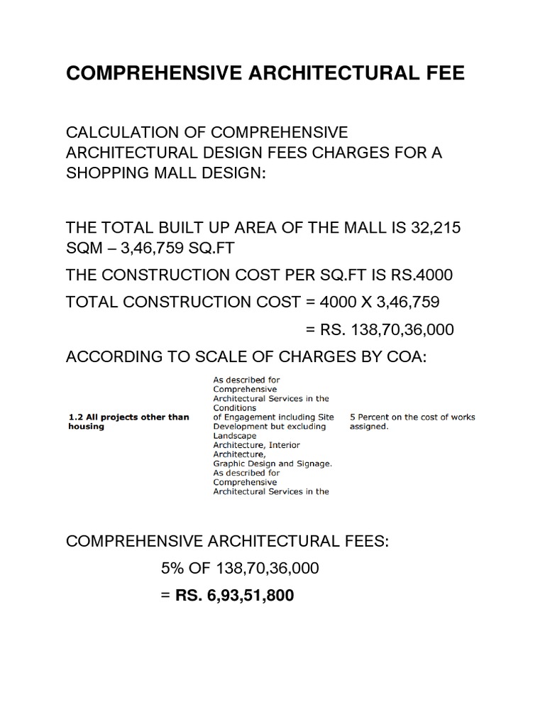 Architectural Fee Schedule for Mall Design | PDF