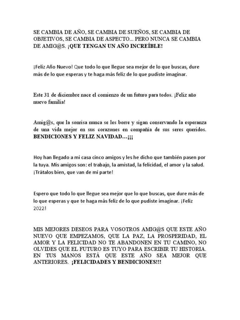 Deseos de Año Nuevo y Amistad | PDF | Estilo de vida
