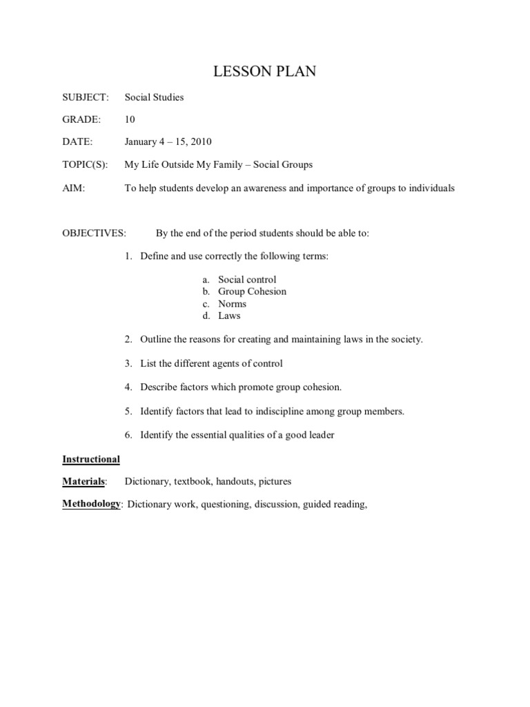 Lesson Plan | PDF | Social Group | Norm (Social)