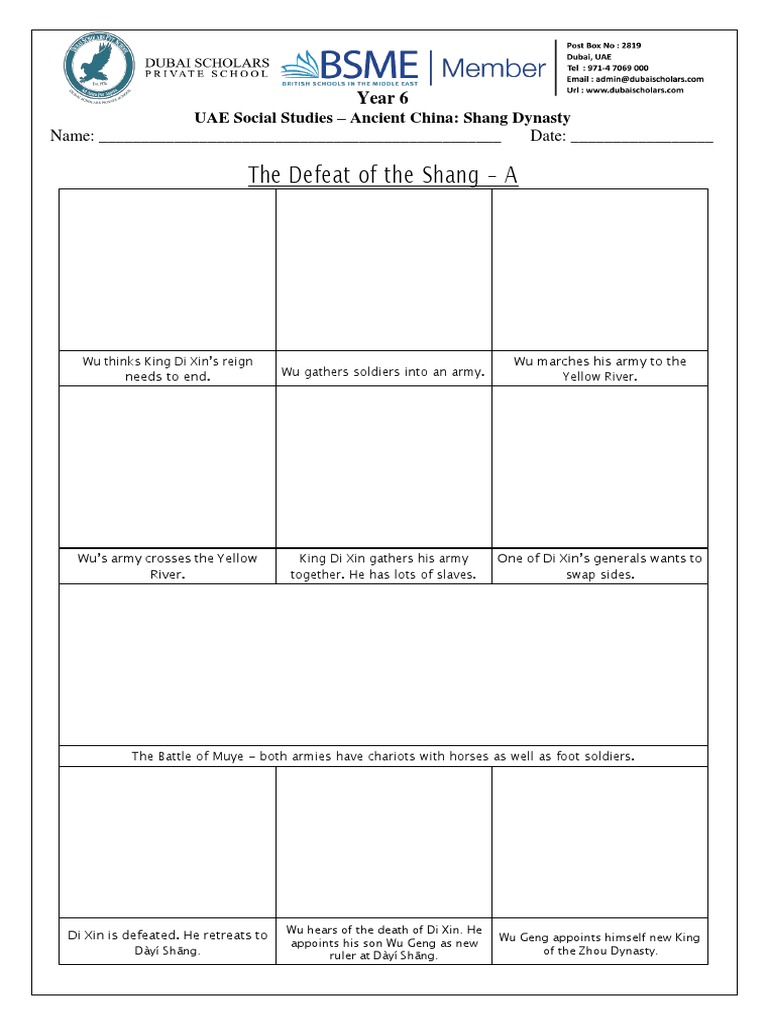 Shang Dynasty Worksheets | PDF