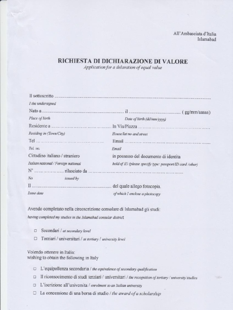 DOV Form (Islamabad) | PDF