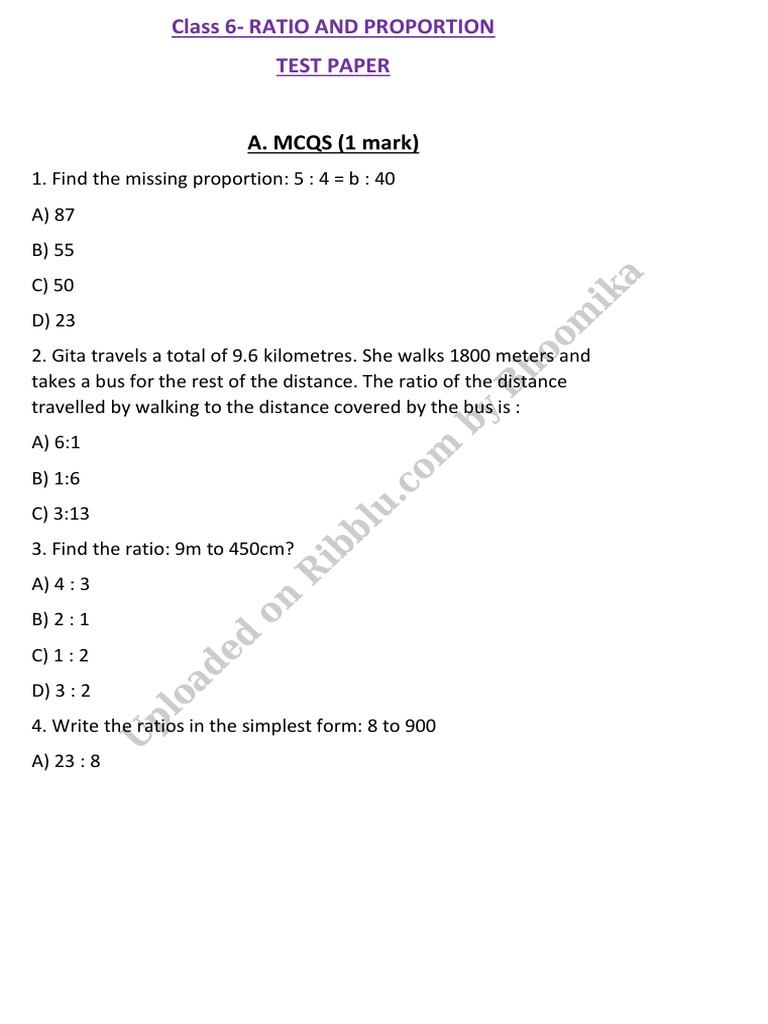 Class 6 Worksheet | PDF