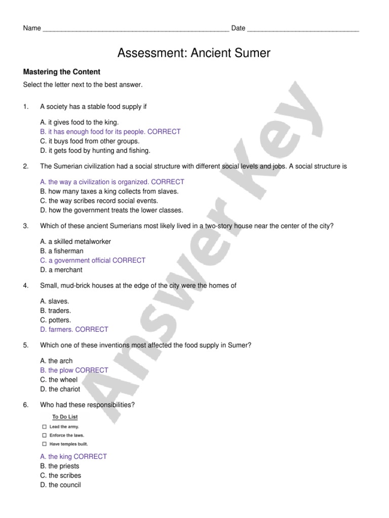 Ancient World Lesson 5 Assessment Answer Key | Download Free PDF | Sumer