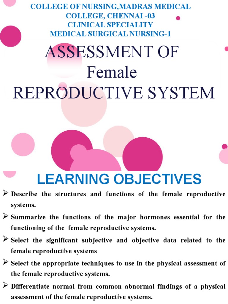 Female Reproductive System Assessment | PDF | Uterus | Lactation
