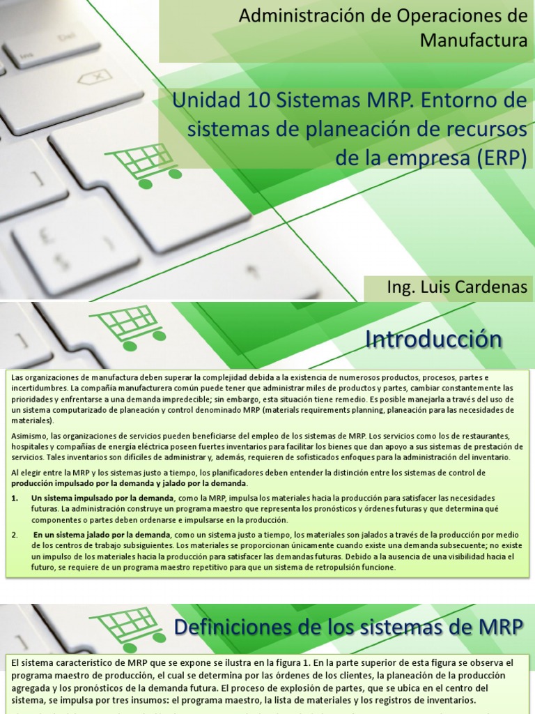Unidad 10 Sistemas MRP. Entorno de Sistemas de Planeación de Recursos de La Empresa (ERP) | PDF ...