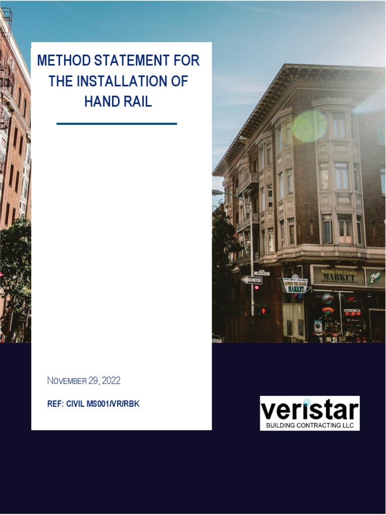 Hand Rail Installation Method Statement | PDF | Welding | Construction