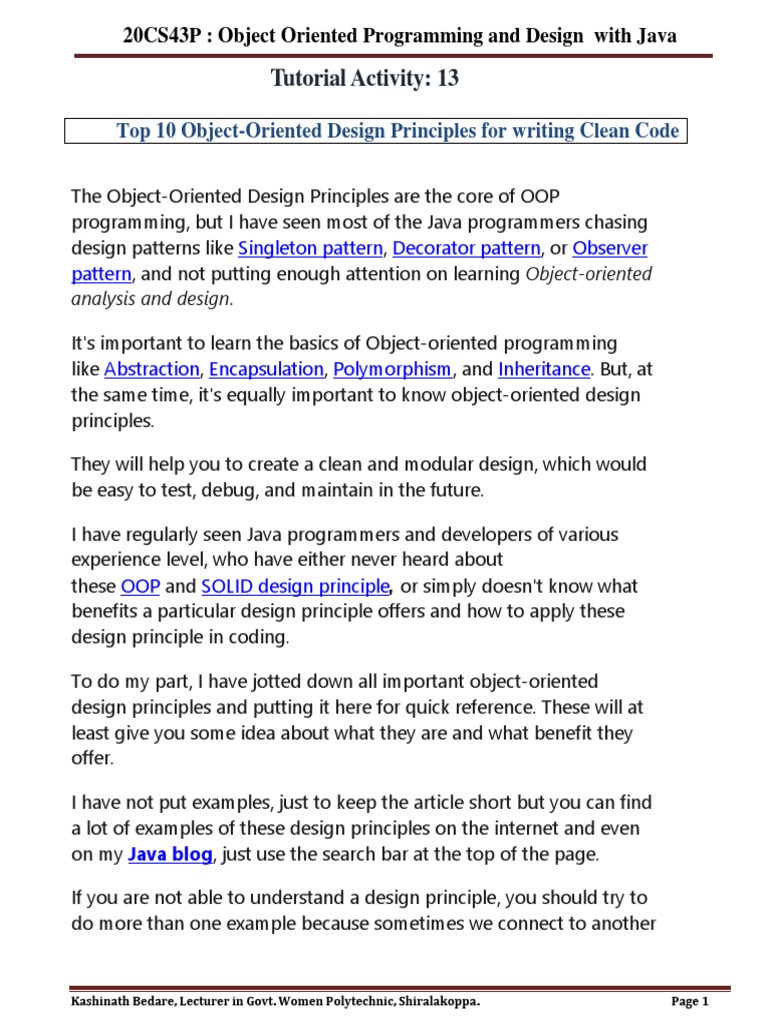 Week 13 Activity PDF | Download Free PDF | Object Oriented Programming | Inheritance (Object ...