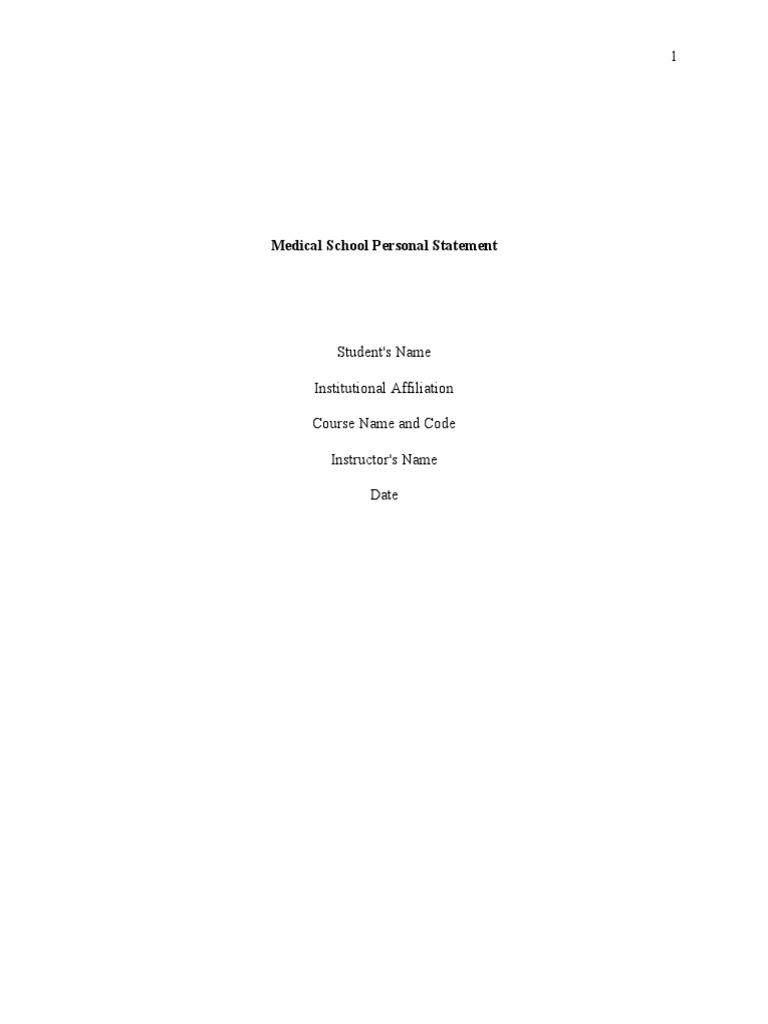 Medical School Personal Statement Complete | PDF | Physician | Health Care