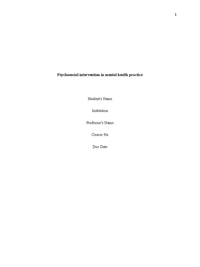 Psychosocial Interventions Draft | PDF Psychosocial Interventions Draft | PDF