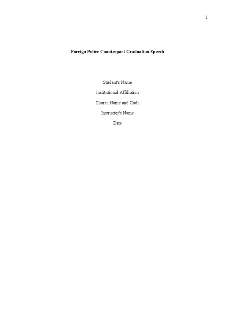 Foreign Police Graduation Speech | PDF